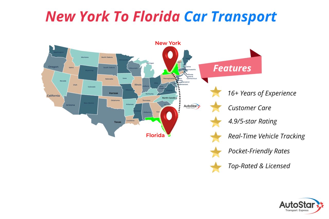 New York to Florida Auto Transport Convenient and Fast